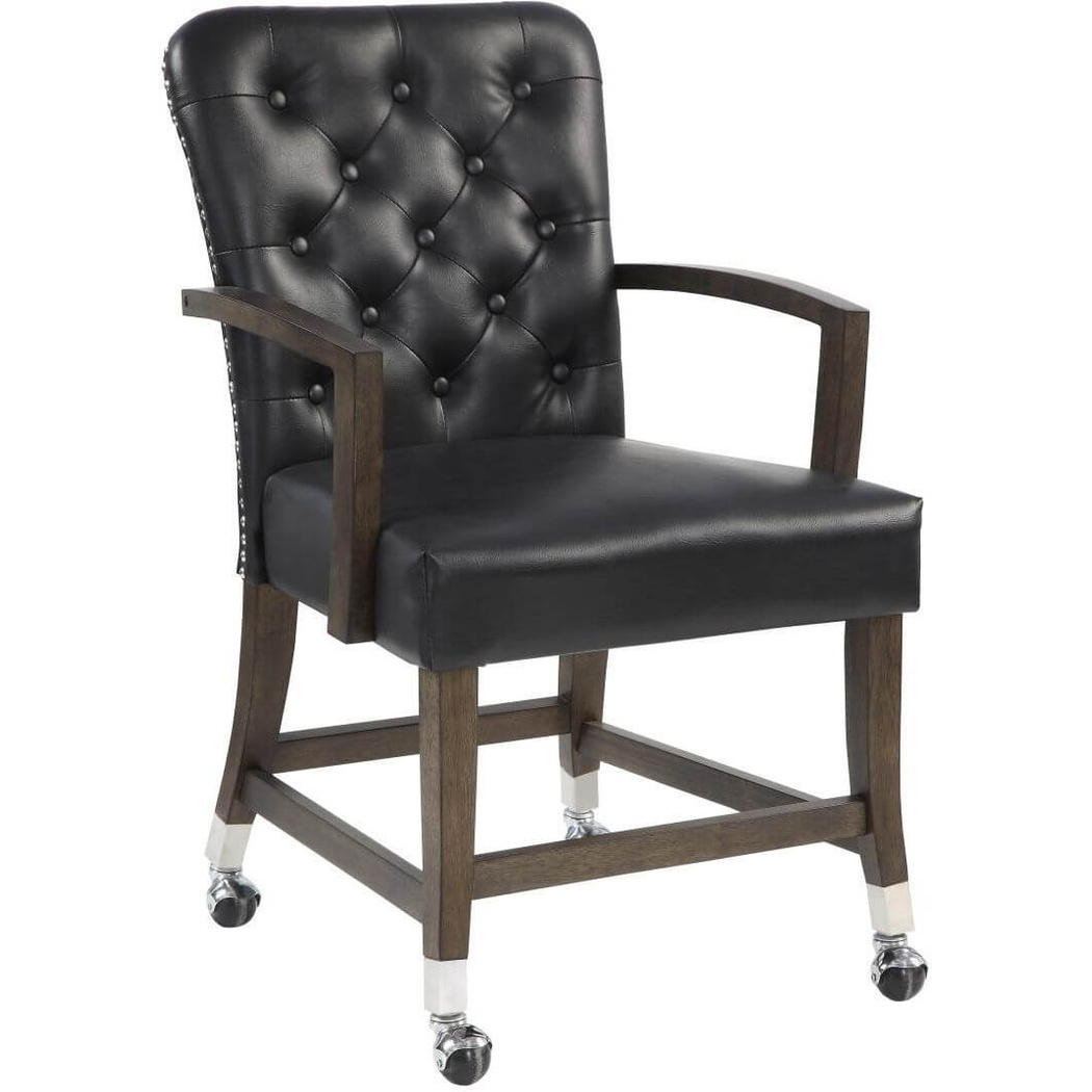 Ante Classic Vinyl Dining Arm Chair, Dark Brown by Homelegance