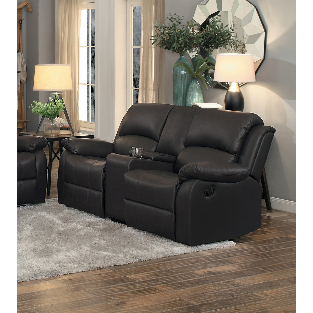 Clarkdale Bi-Cast Vinyl Double Glider Reclining Loveseat, Brown by ...