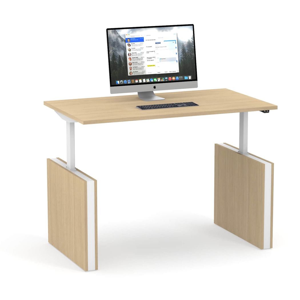 Motion 55.1 Electric Adjustable Office Desk w/3 Level Columns and Panel ...