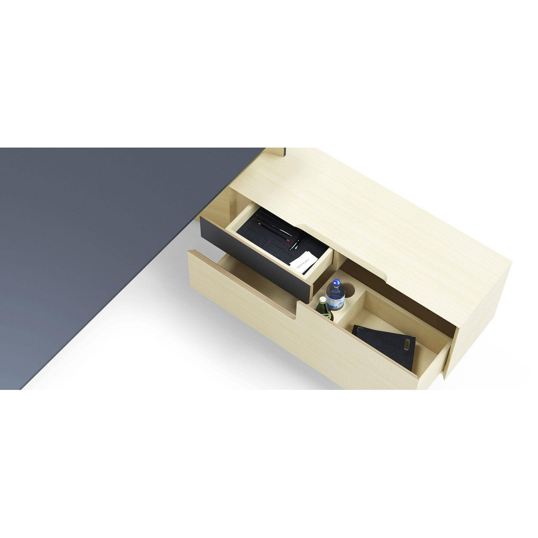 Move 78.7 Executive Fixed Desk w/Built-in Power Socket Block, Grommet ...