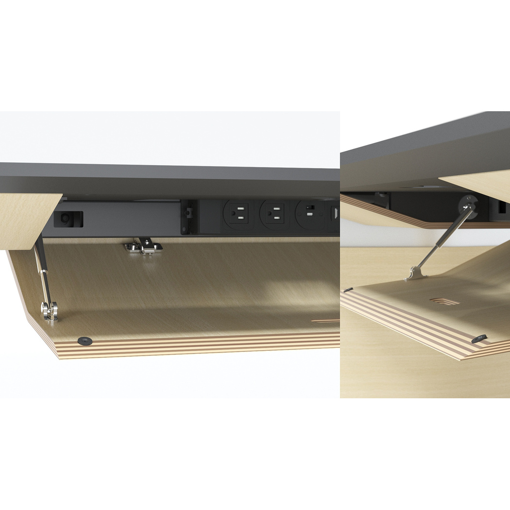 Move 70.8 Executive Fixed Desk w/Built-in Power Socket Block, Grommet ...