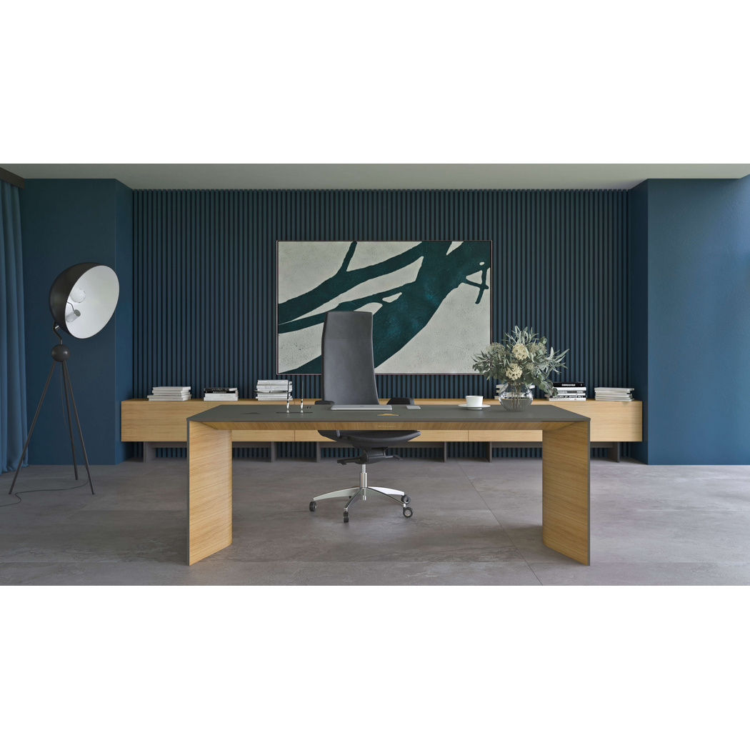 Move 70.8 Executive Fixed Desk w/Built-in Power Socket Block, Grommet ...