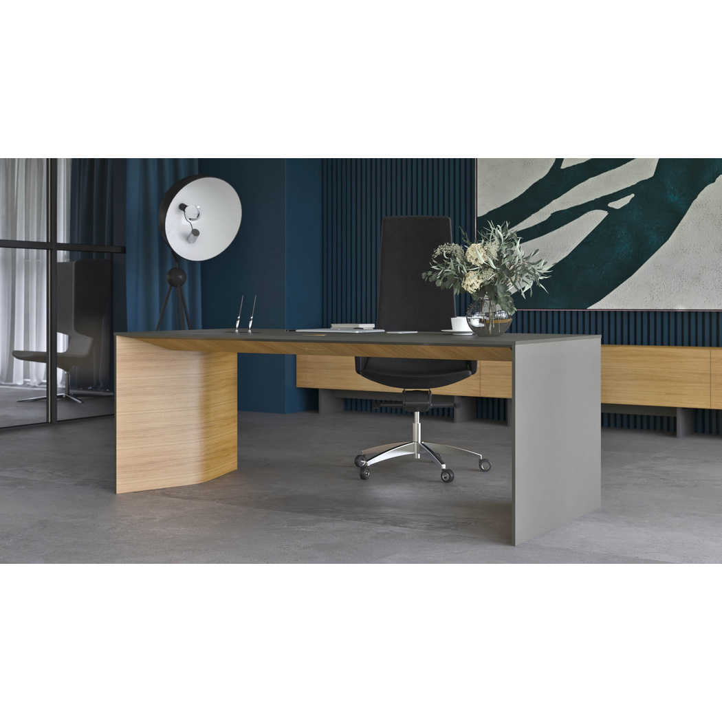 Move 78.7 Executive Fixed Desk w/Built-in Power Socket Block, Grommet ...