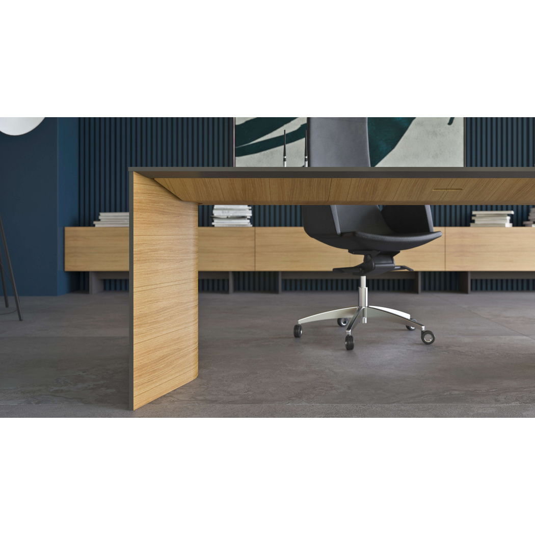 Move 78.7 Executive Fixed Desk w/Built-in Power Socket Block, Grommet ...