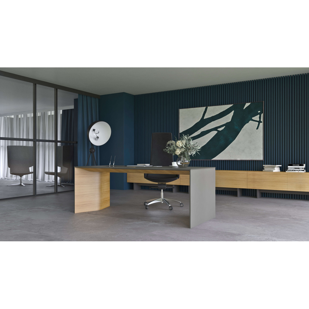 Move 78.7 Executive Fixed Desk w/Built-in Power Socket Block, Grommet ...