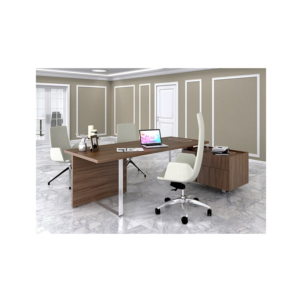 Plana MFC Melamine Executive Desk w/Fixed Pedestal & Modesty Panel